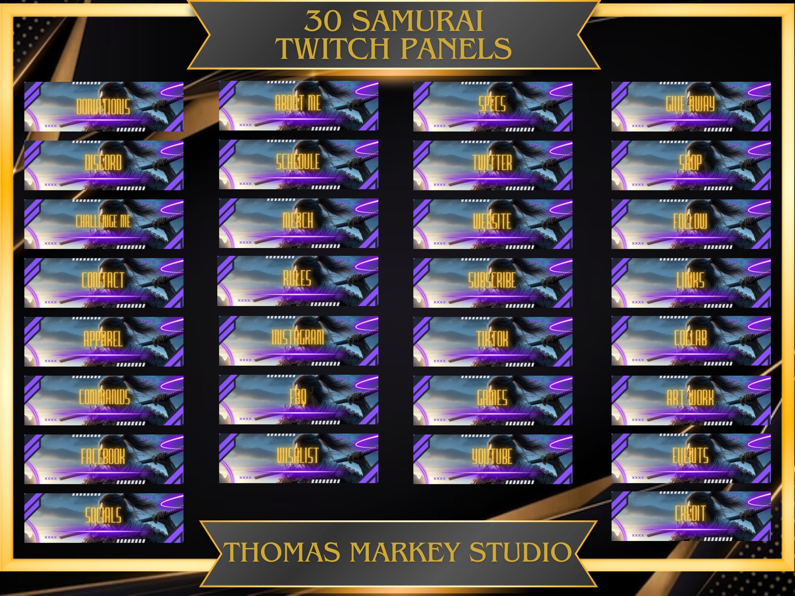 Twitch Overlay Package | Animated Stream Overlay Package | Samurai ...
