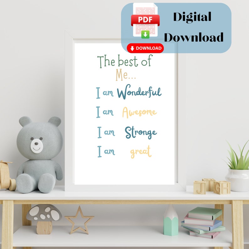 Printable Affirmations Art for Kids Room or Classroom,printable Clip ...