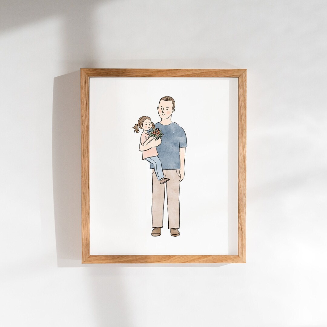 Custom Fathers Day Portrait, Mothers Day Gift Illustration, Family ...