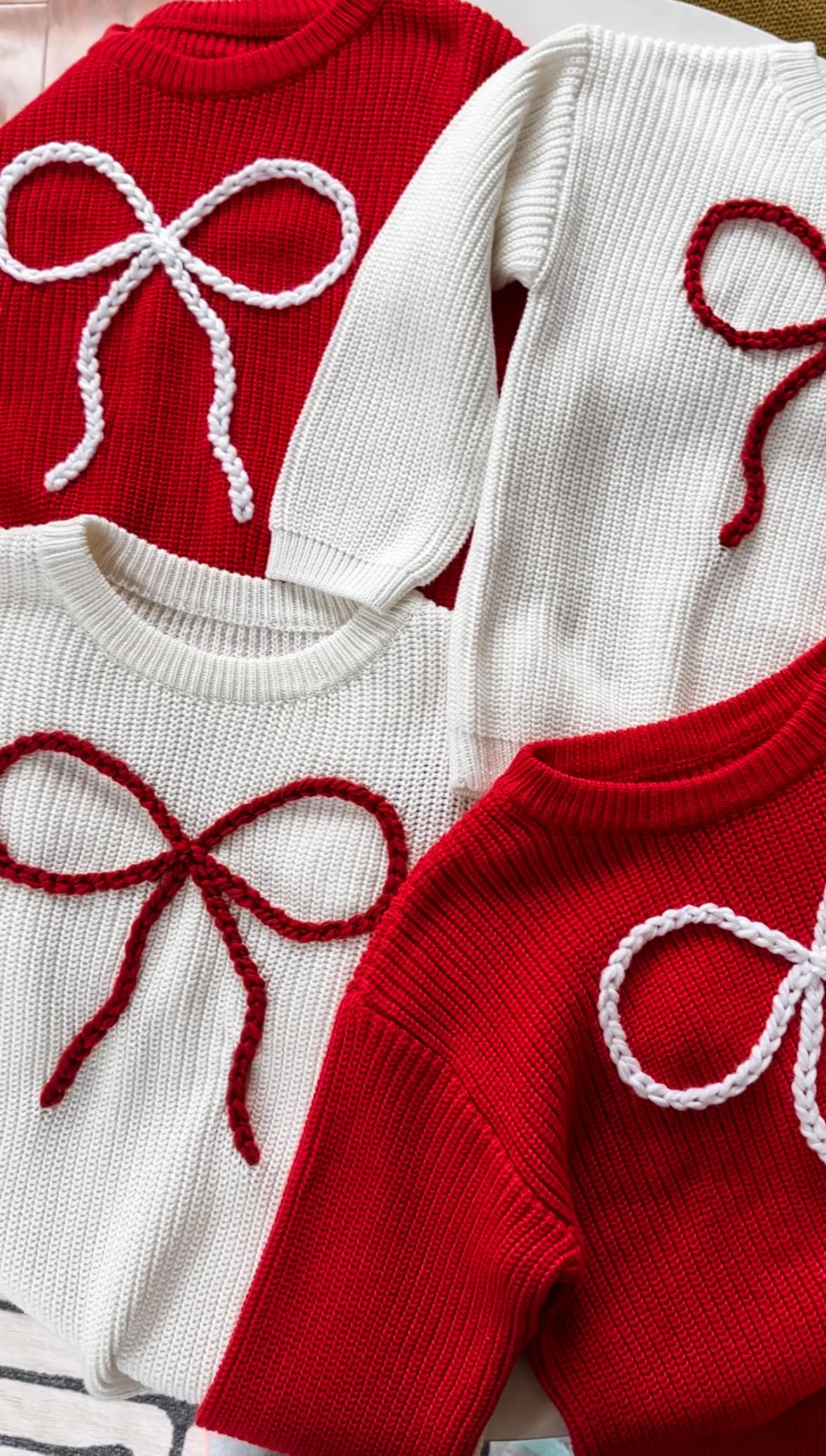 The Bow Sweater - Hand Embroidered Baby Girls’ Sweater - Etsy