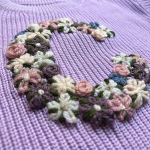 The Small Flower Initial Sweater Hand Embroidered Baby Girls Sweater - Etsy