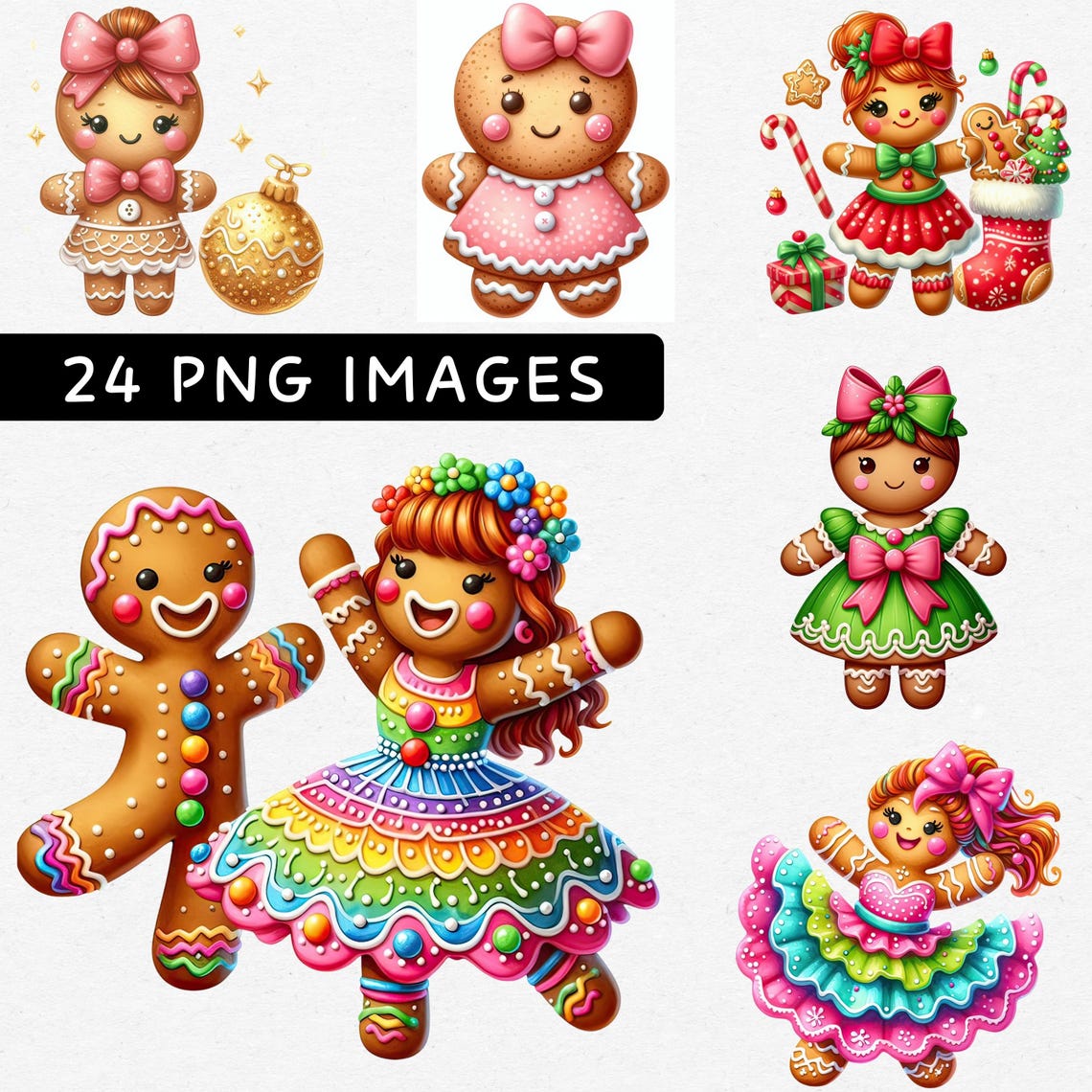 Watercolor Gingerbread Christmas Clipart: Holiday PNG (digital Download ...