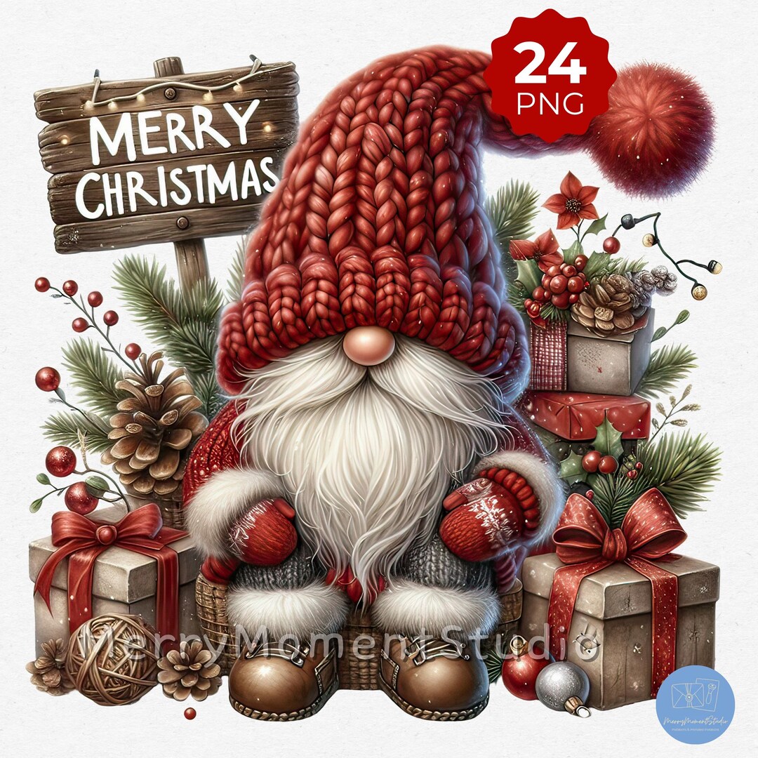 Watercolor Christmas Gnomes Clipart: Festive Holiday PNG Graphics ...