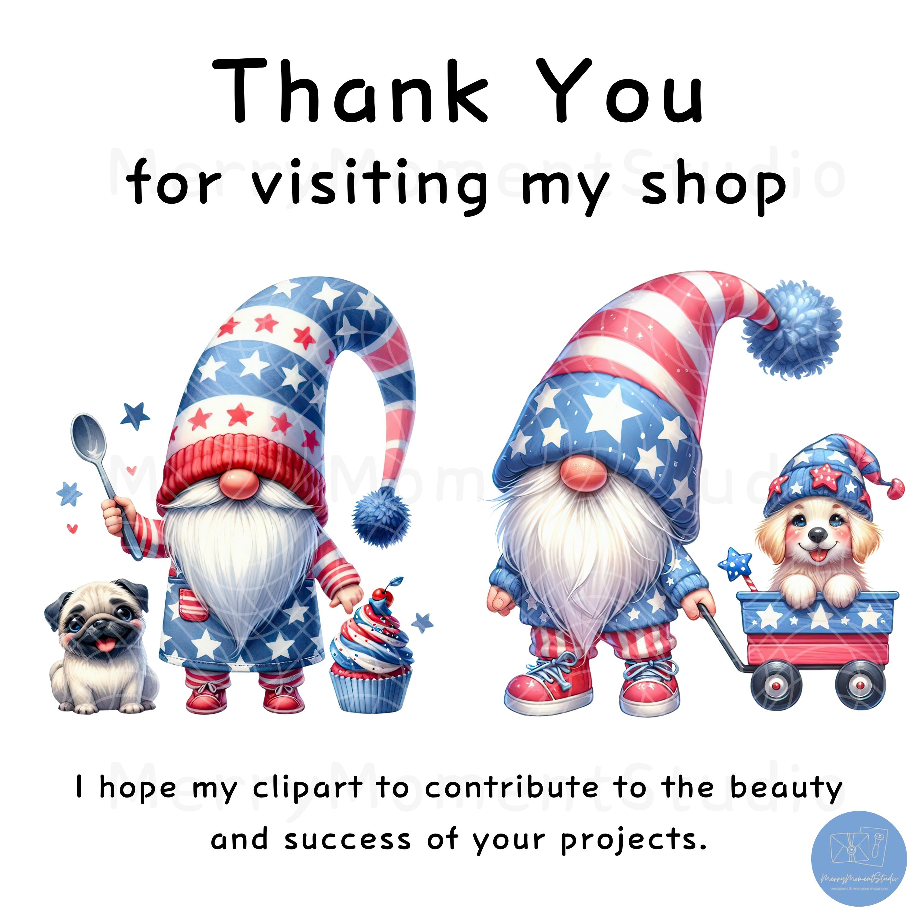 Watercolor 4th of July Gnome Clipart: Patriotic PNG (commercial Use - Etsy