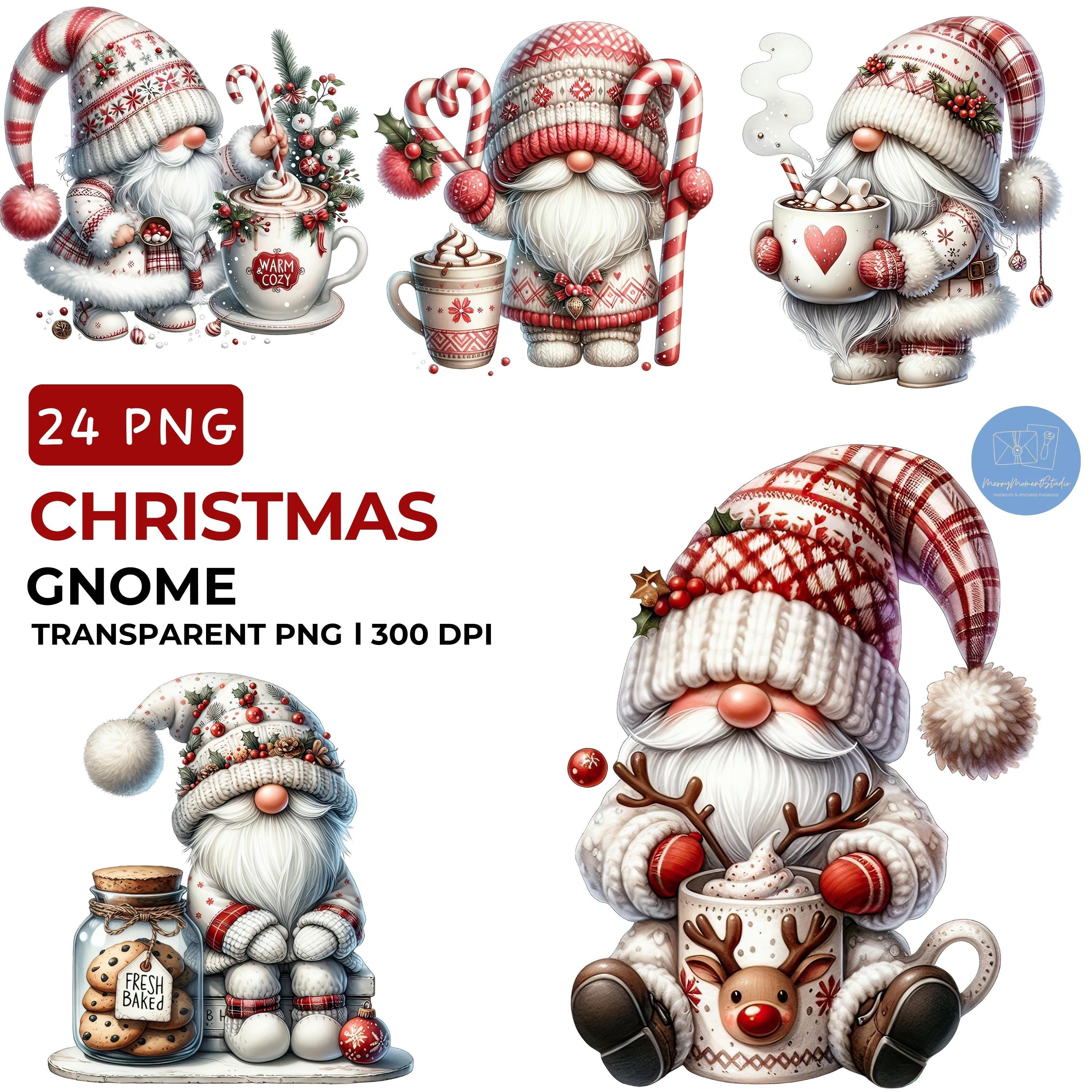 Watercolor Christmas Gnomes Clipart: Festive Holiday PNG Graphics ...