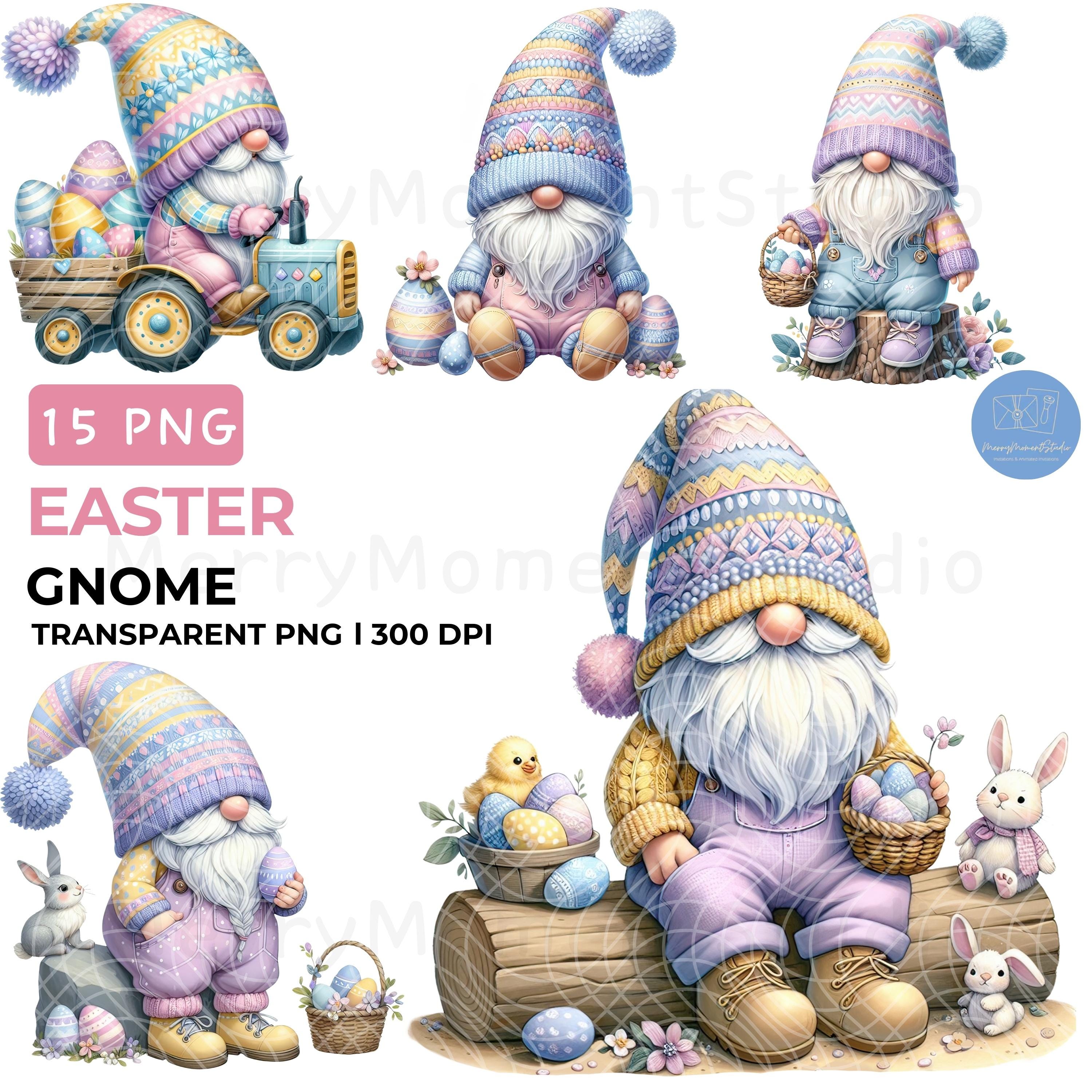 Watercolor Easter Gnome Clipart Bundle, Spring Gnome Png Graphics ...