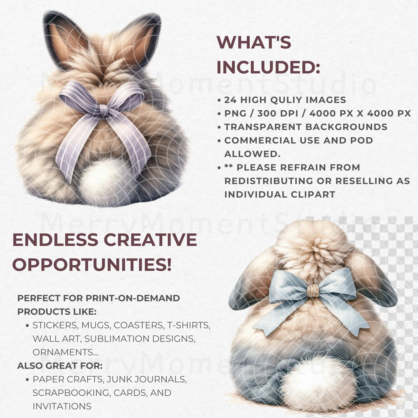 Watercolor Bunny Butt Clipart: Easter Designs (PNG Digital Download) - Etsy
