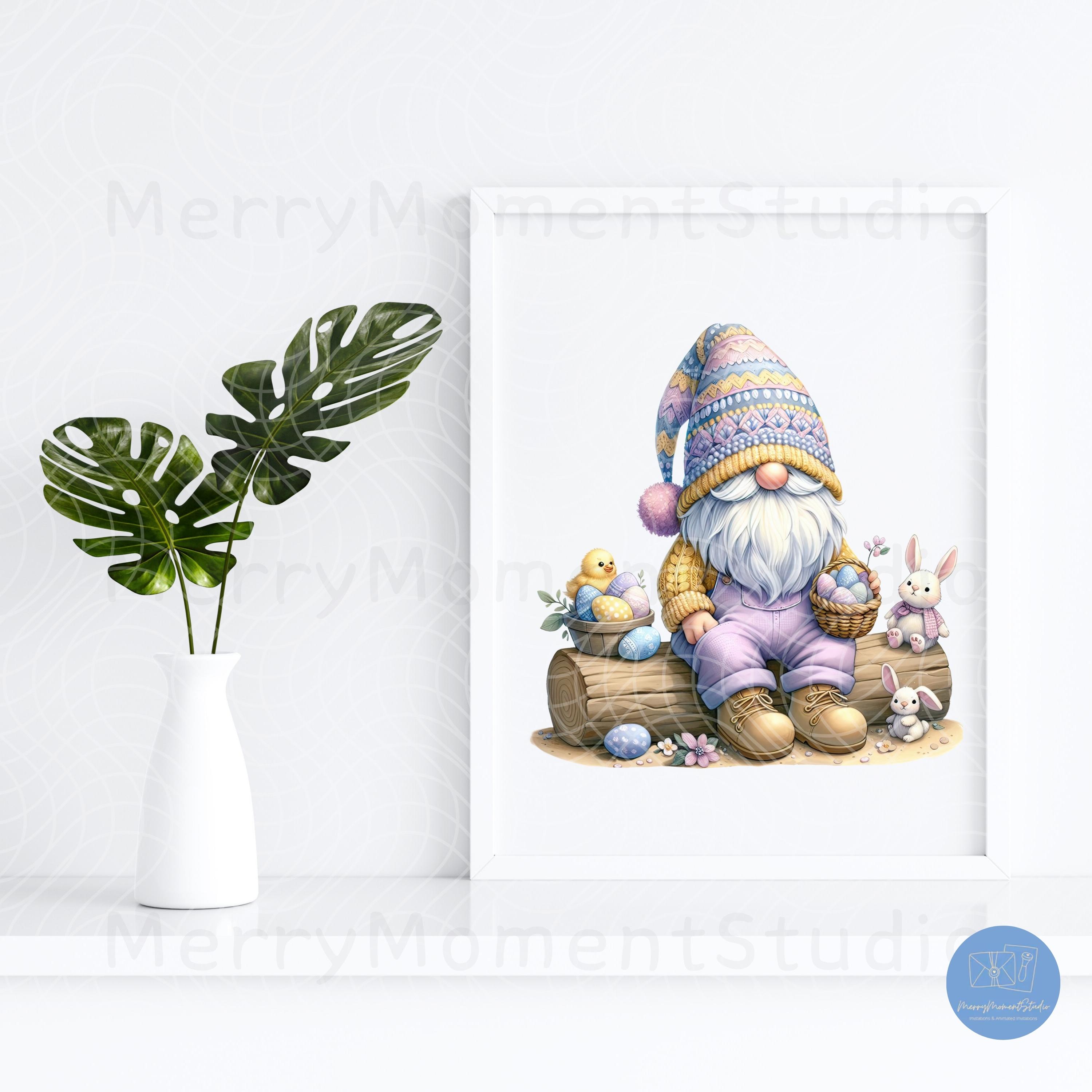 Watercolor Easter Gnome Clipart Bundle, Spring Gnome Png Graphics ...