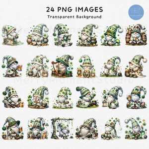 St. Patrick's Day Gnome Clipart, Watercolor Saint Patricks Gnomes ...