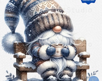 Christmas Gnome Watercolor Clipart Bundle (PNG) - Etsy