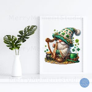 St. Patrick's Day Gnome Clipart, Watercolor Saint Patricks Gnomes ...