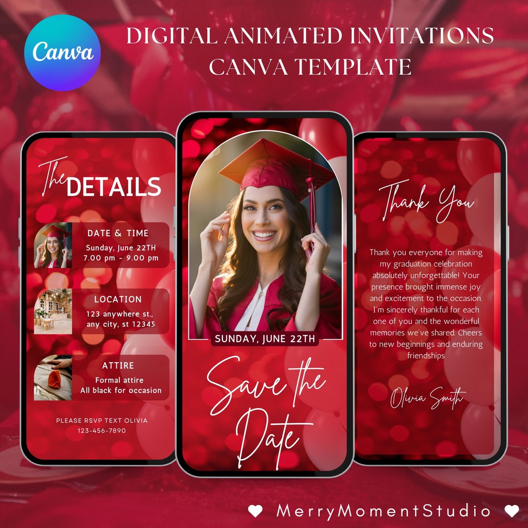 Red Graduation Invitation, Graduation Invitation, 2025 Graduation ...