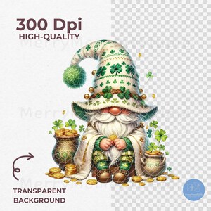 St. Patrick's Day Gnome Clipart, Watercolor Saint Patricks Gnomes ...