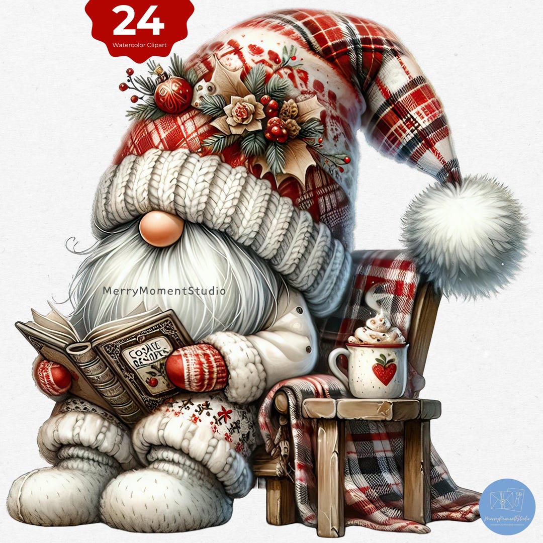 Clipart aquarelle de gnomes de Noël : images PNG pour les fêtes de fin ...
