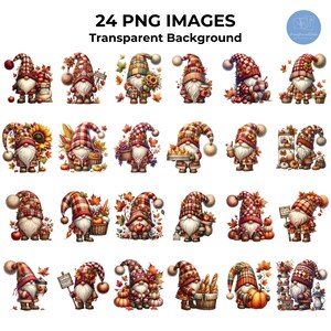Fall Gnome Clipart Bundle: Watercolor Autumn Gnomes (commercial Use ...