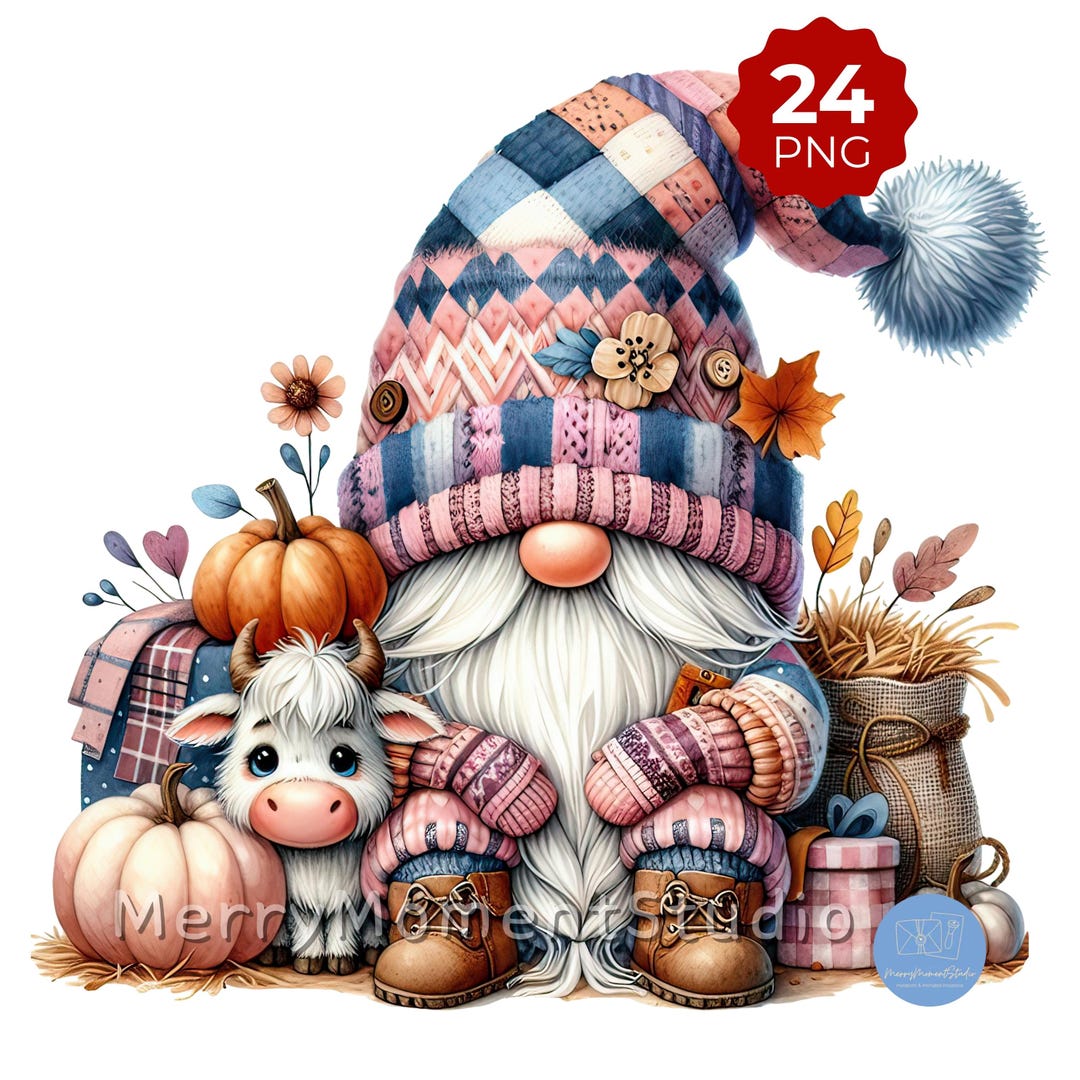 Fall Gnome Clipart Bundle: Watercolor Autumn Gnomes (PNG) (commercial ...
