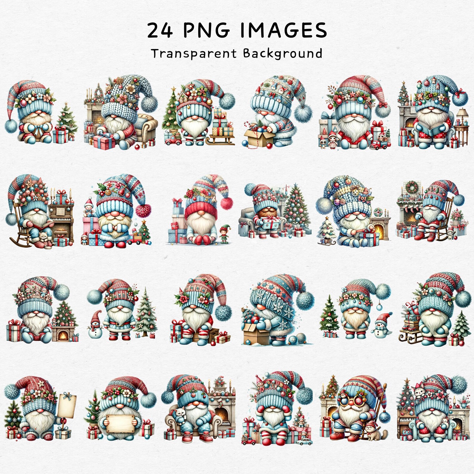 Watercolor Christmas Gnomes Clipart Set, PNG (digital Download) - Etsy