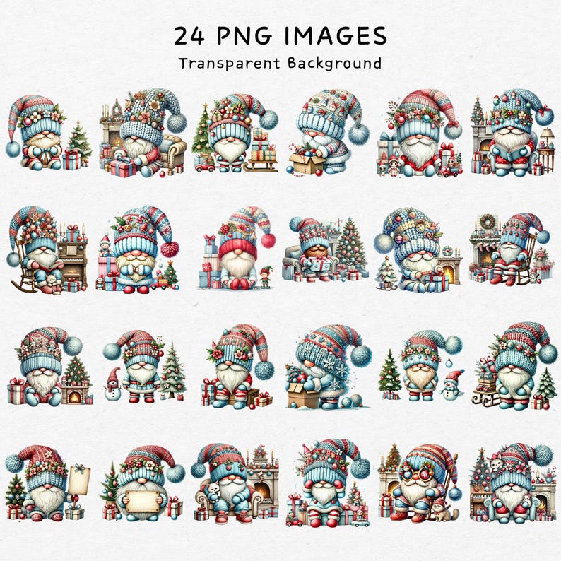 Watercolor Christmas Gnomes Clipart Set, PNG (digital Download) - Etsy