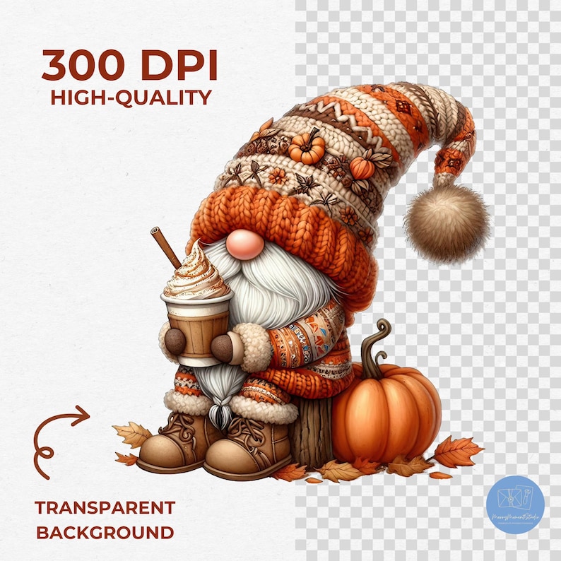 Fall Gnome Clipart Bundle: Watercolor Autumn Gnomes (PNG) (commercial ...