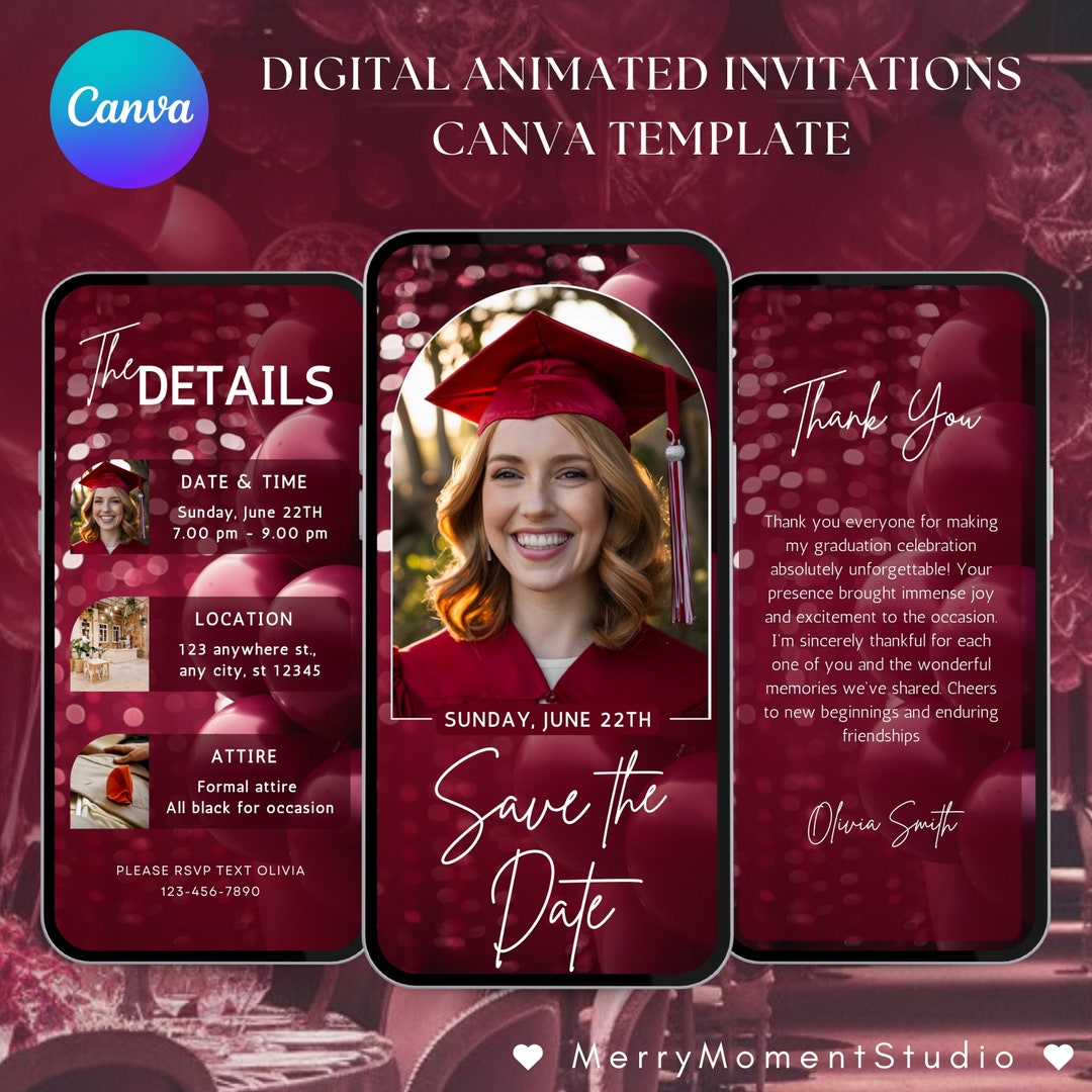 Maroon Graduation Invitation, Graduation Invitation, 2025 Graduation ...