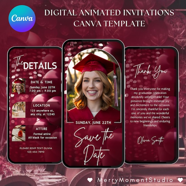 Maroon Graduation Party Invitation - Etsy