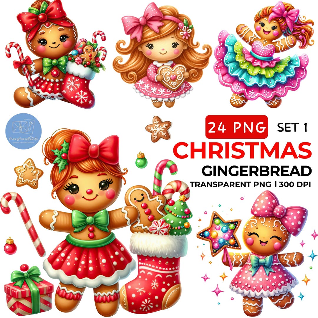 Watercolor Gingerbread Christmas Clipart: Holiday PNG (digital Download ...