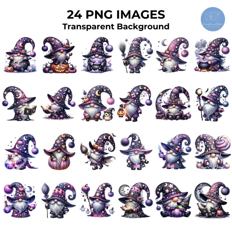 Halloween Gnome Clipart: Pumpkin Design, Spooky Watercolor Gnomes (PNG ...