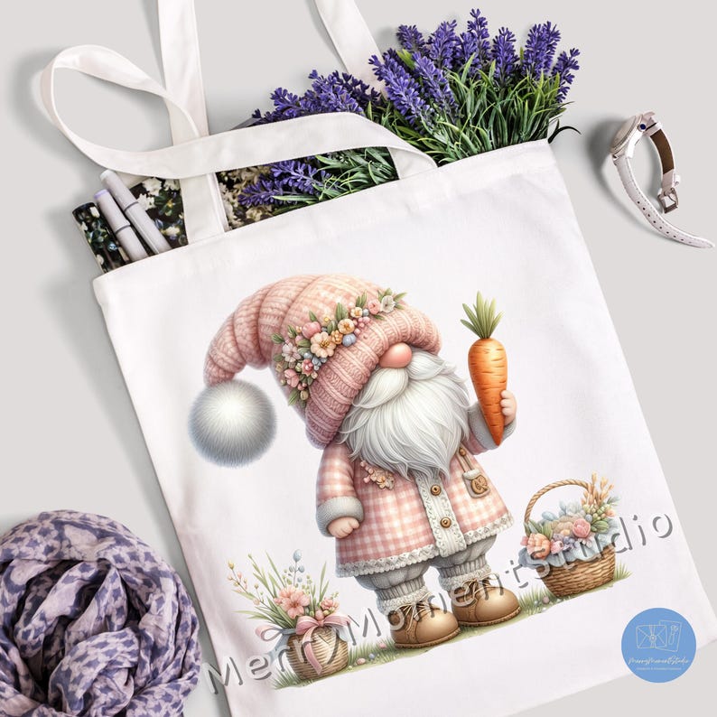 Watercolor Easter Gnome Clipart Bundle, Spring Garden PNG Graphics ...