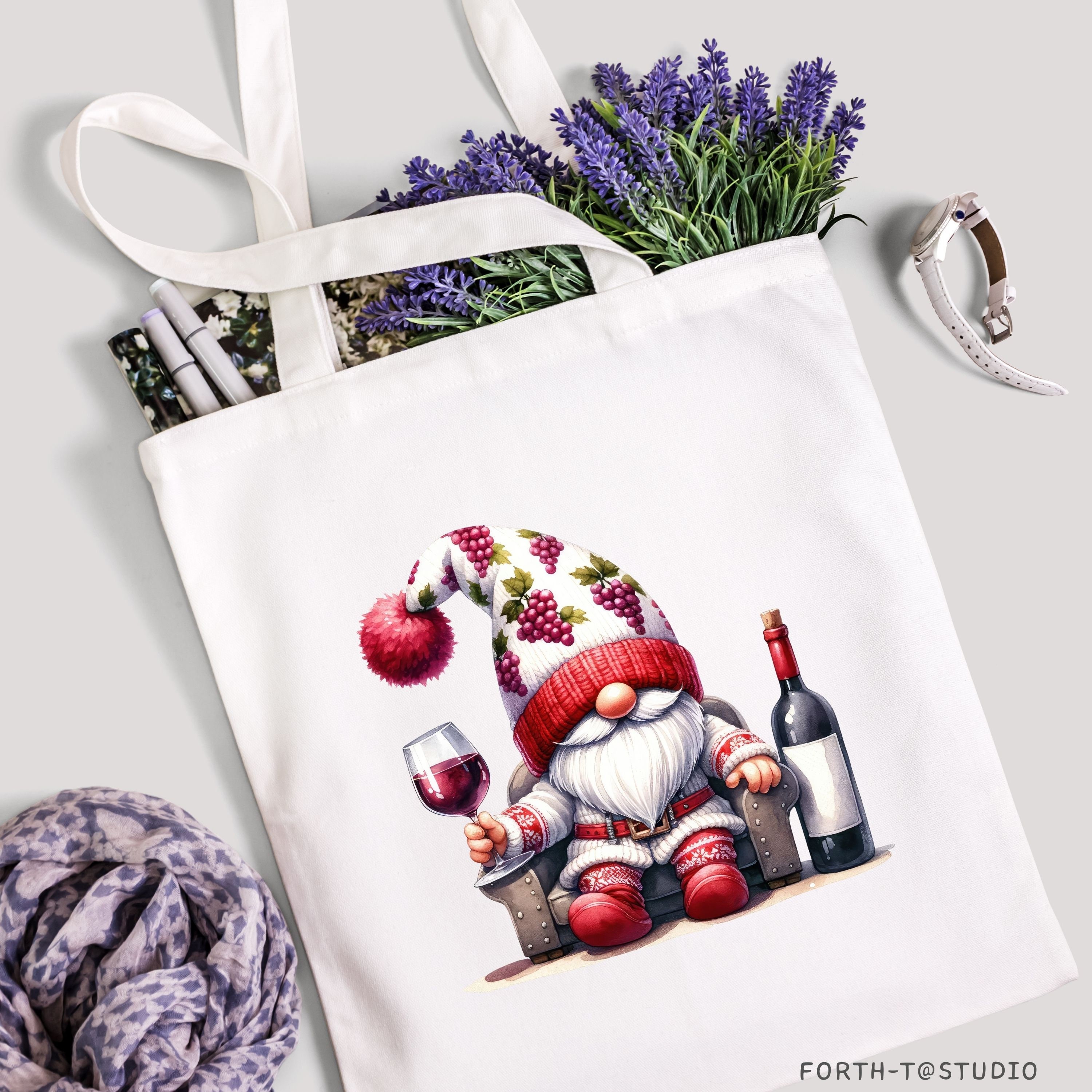 Watercolor Wine Gnome Clipart Bundle, Garden Clipart, Wine Gnome, Wine ...