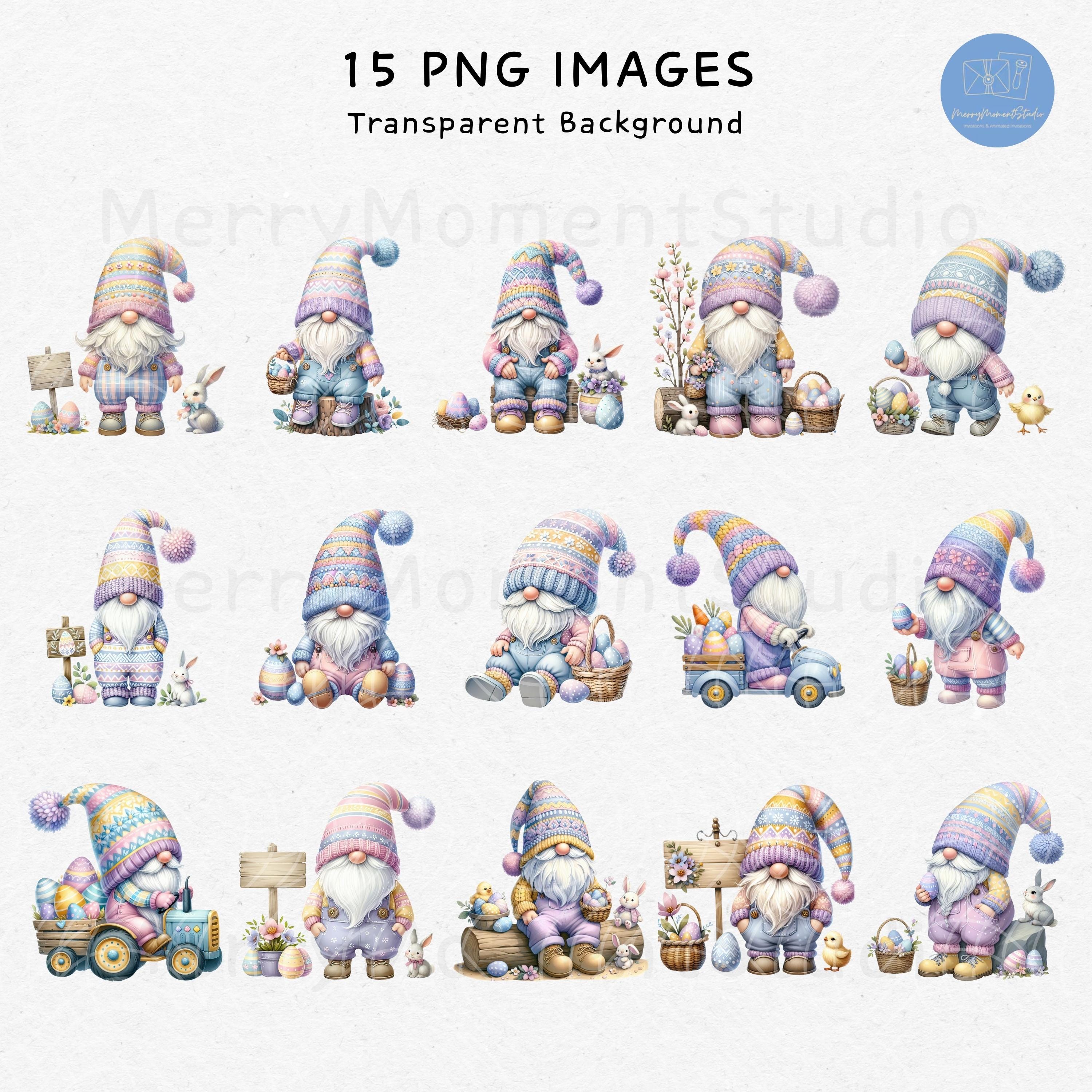 Watercolor Easter Gnome Clipart Bundle, Spring Gnome Png Graphics ...