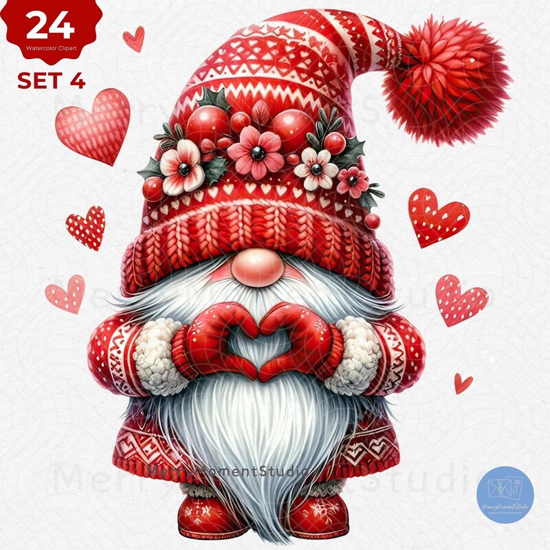 Valentine Gnome Clipart - Etsy