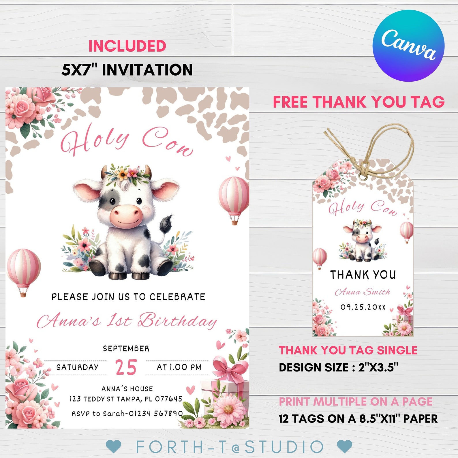 Holy Cow Birthday Invitation Template, Editable Holy Cow Invitation ...