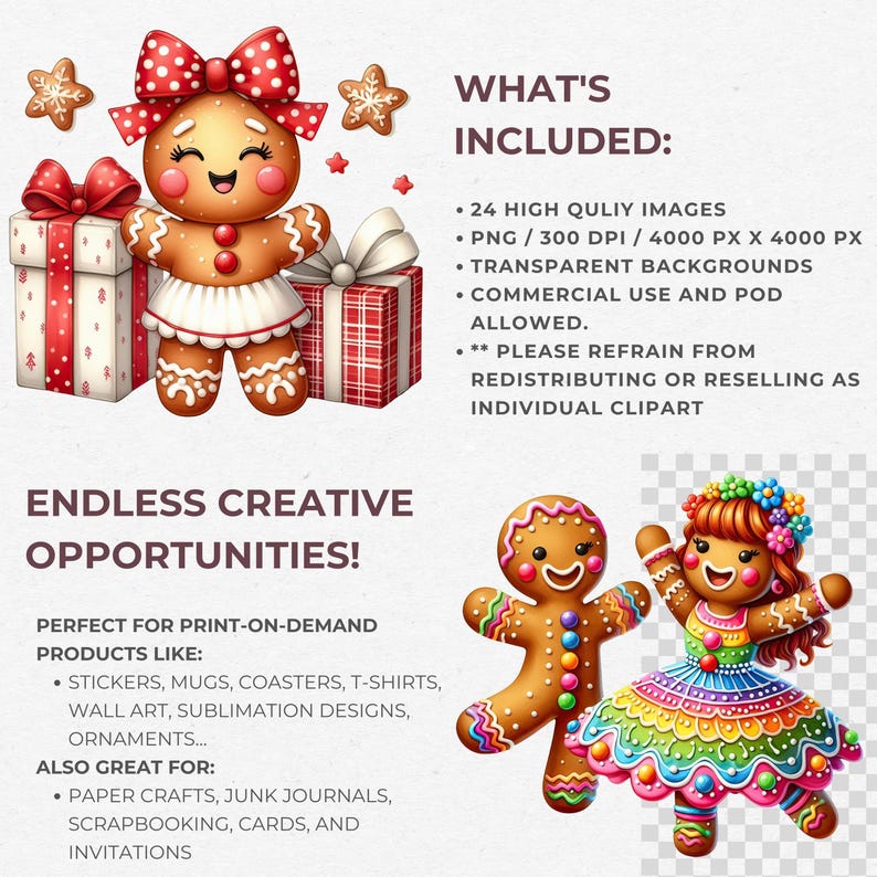 Watercolor Gingerbread Christmas Clipart: Holiday PNG (digital Download ...