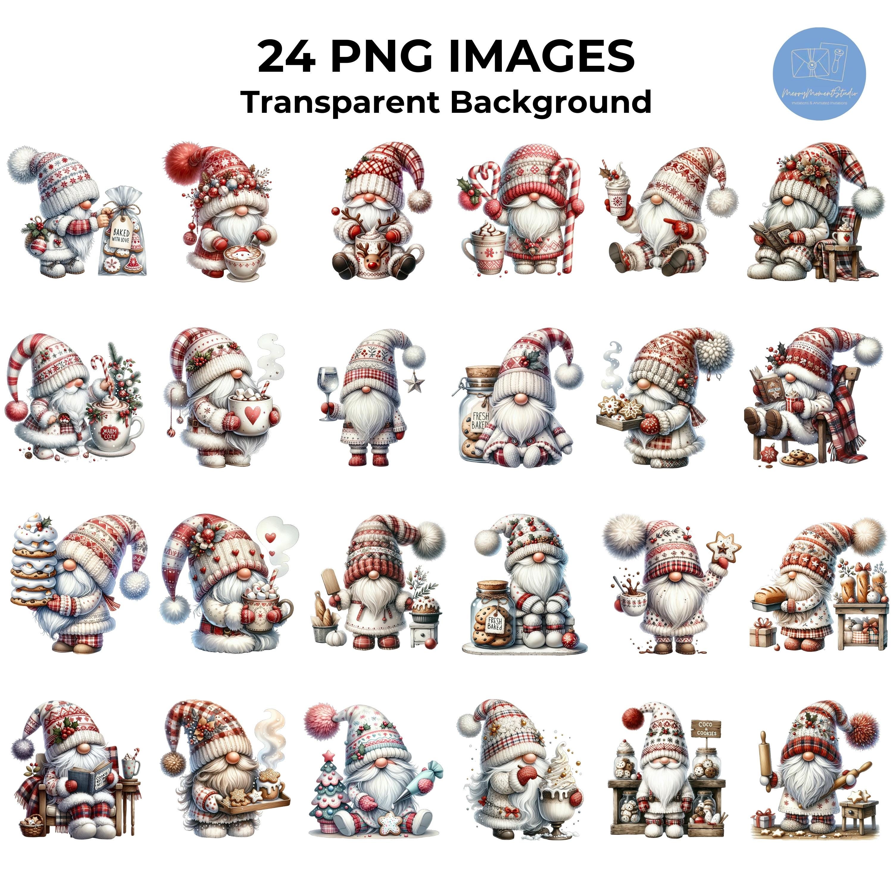 Watercolor Christmas Gnomes Clipart: Festive Holiday PNG Graphics ...