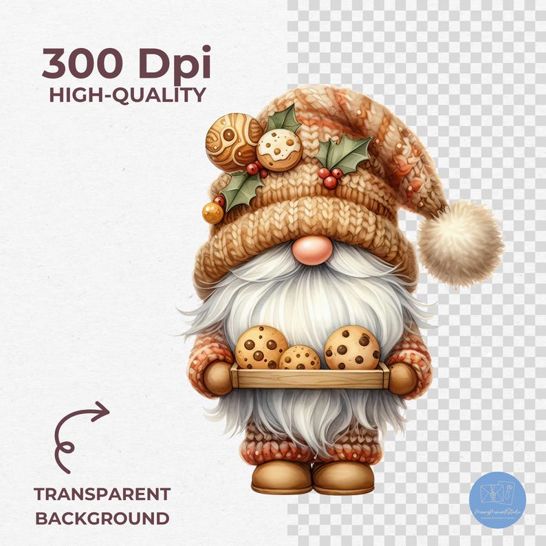 Watercolor Gingerbread Gnome Clipart PNG Bundle: Christmas Holiday ...