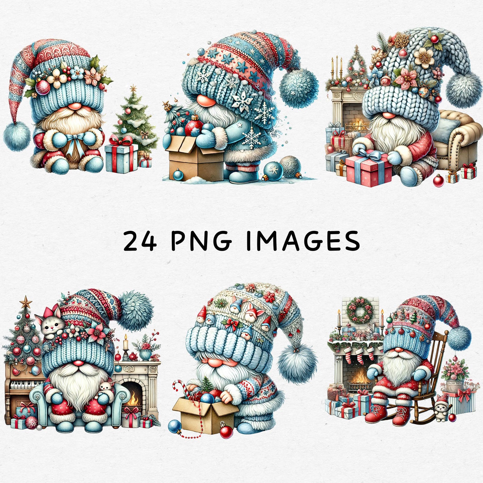Watercolor Christmas Gnomes Clipart Set, PNG (digital Download) - Etsy