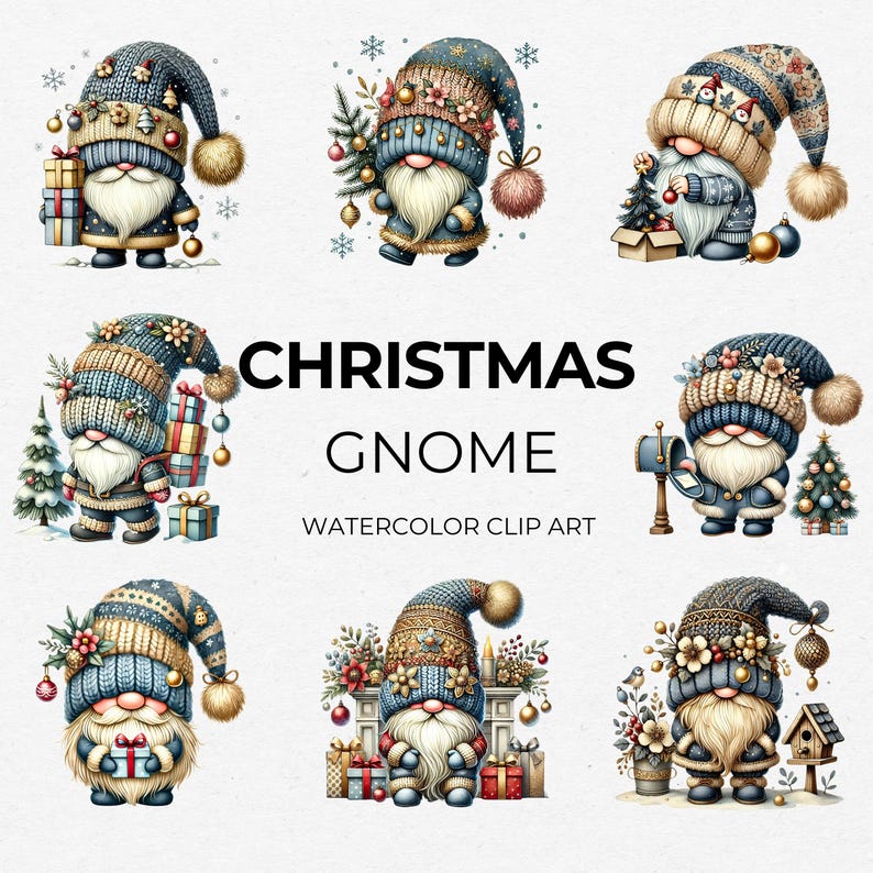 Gnome Christmas Clipart, Christmas Gnome, Winter Holiday, Winter Gnome ...