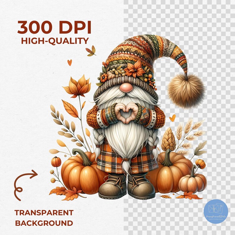 Fall Gnome Clipart Bundle: Watercolor Autumn Gnomes (PNG) (commercial ...