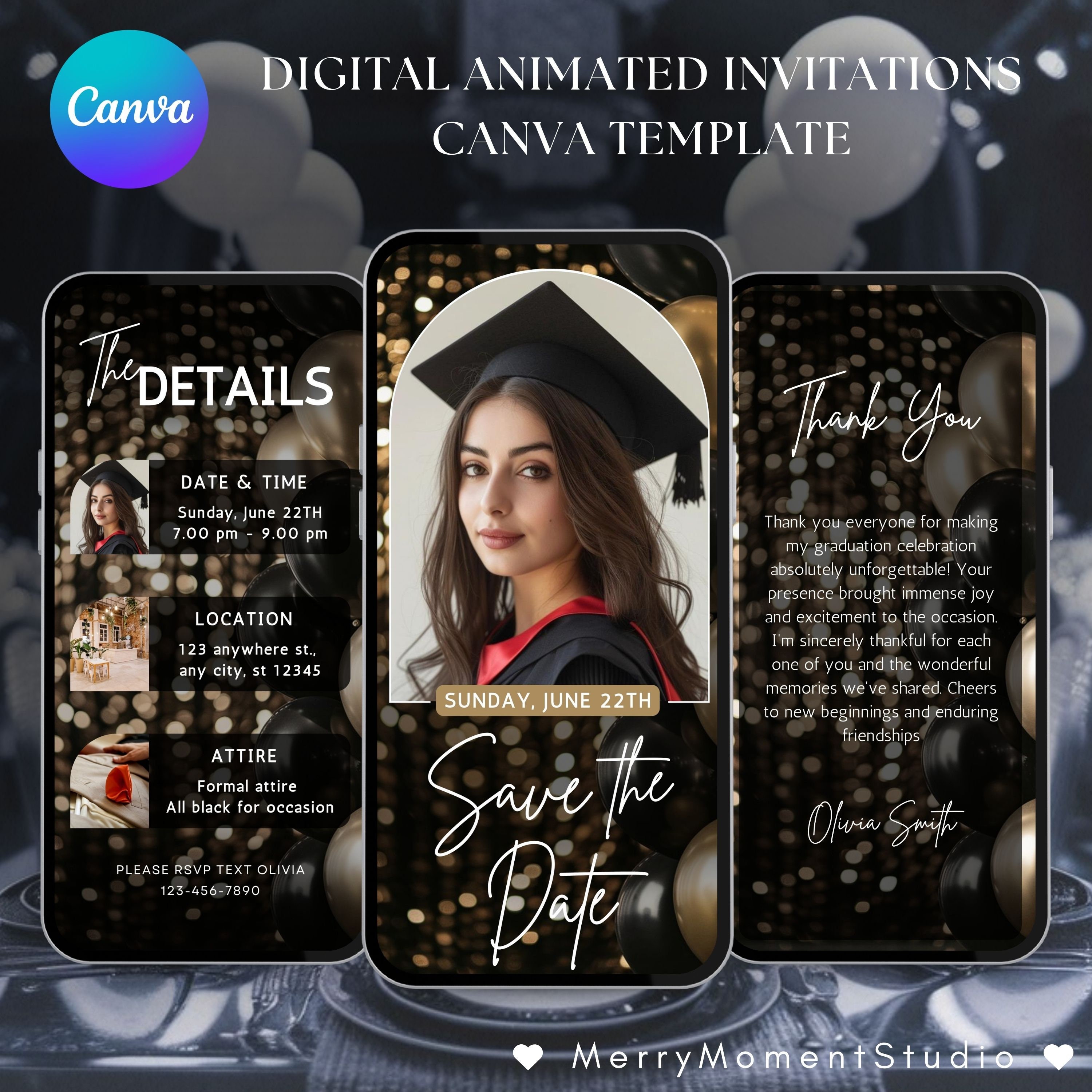 Black Graduation Invitation, Graduation Invitation, 2025 Graduation ...