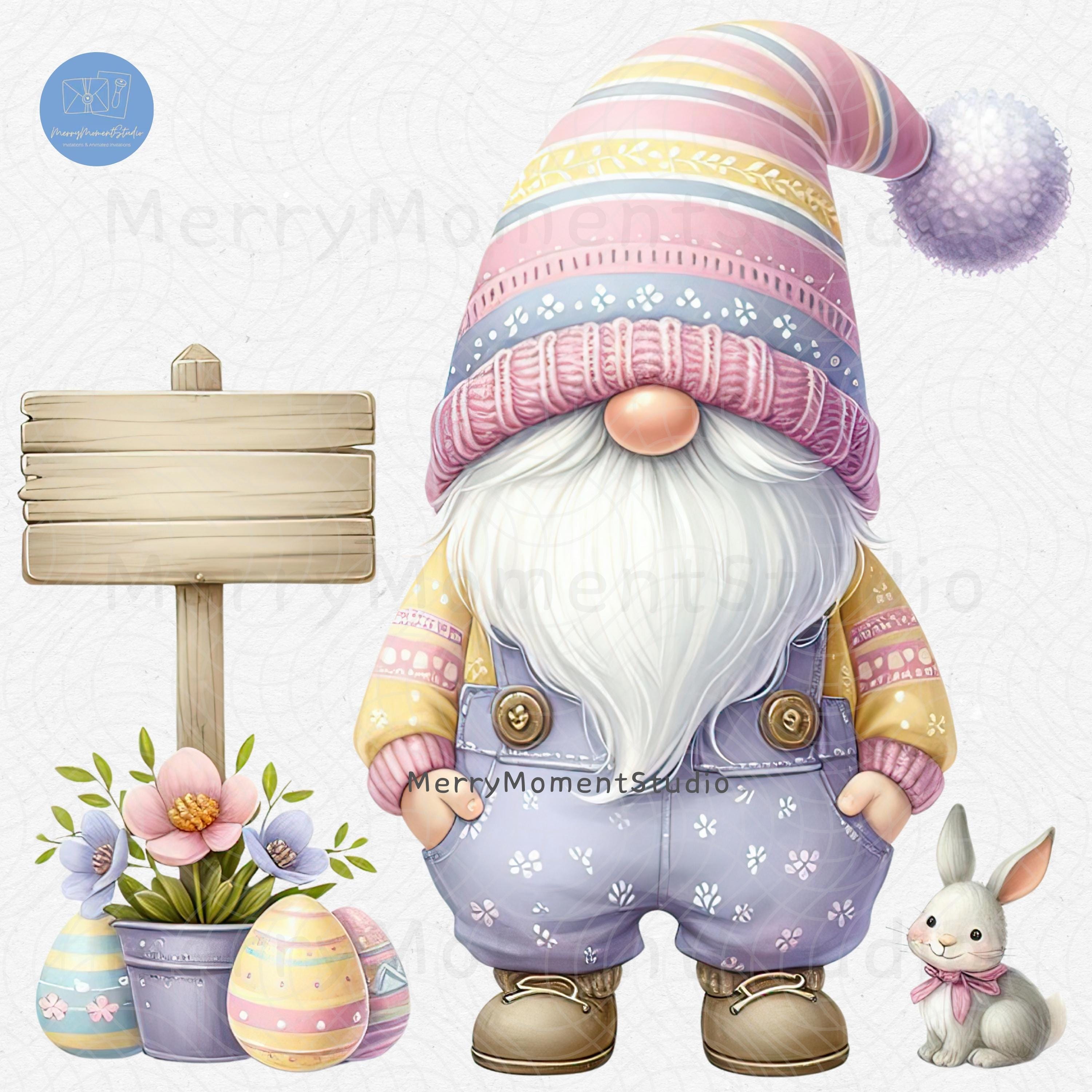Watercolor Easter Gnome Clipart Bundle, Spring Gnome Png Graphics ...