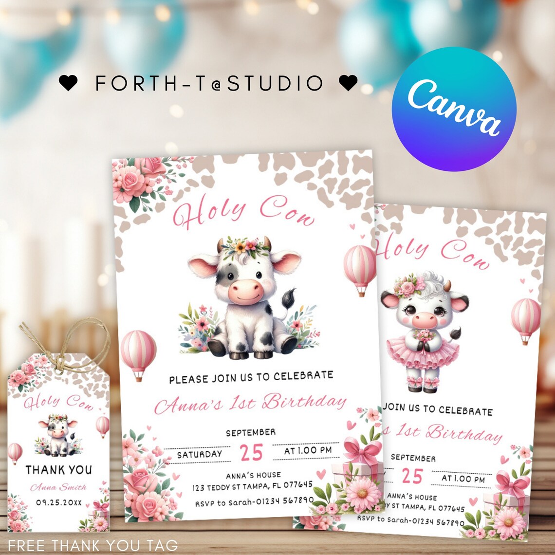 Holy Cow Birthday Invitation Template, Editable Holy Cow Invitation ...
