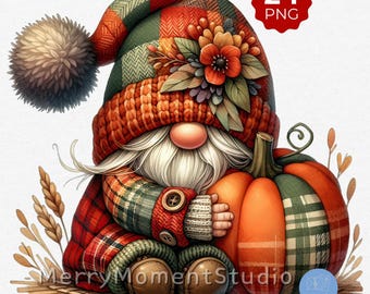 Fall Gnome Clipart Bundle: Watercolor Autumn Gnomes (commercial Use ...