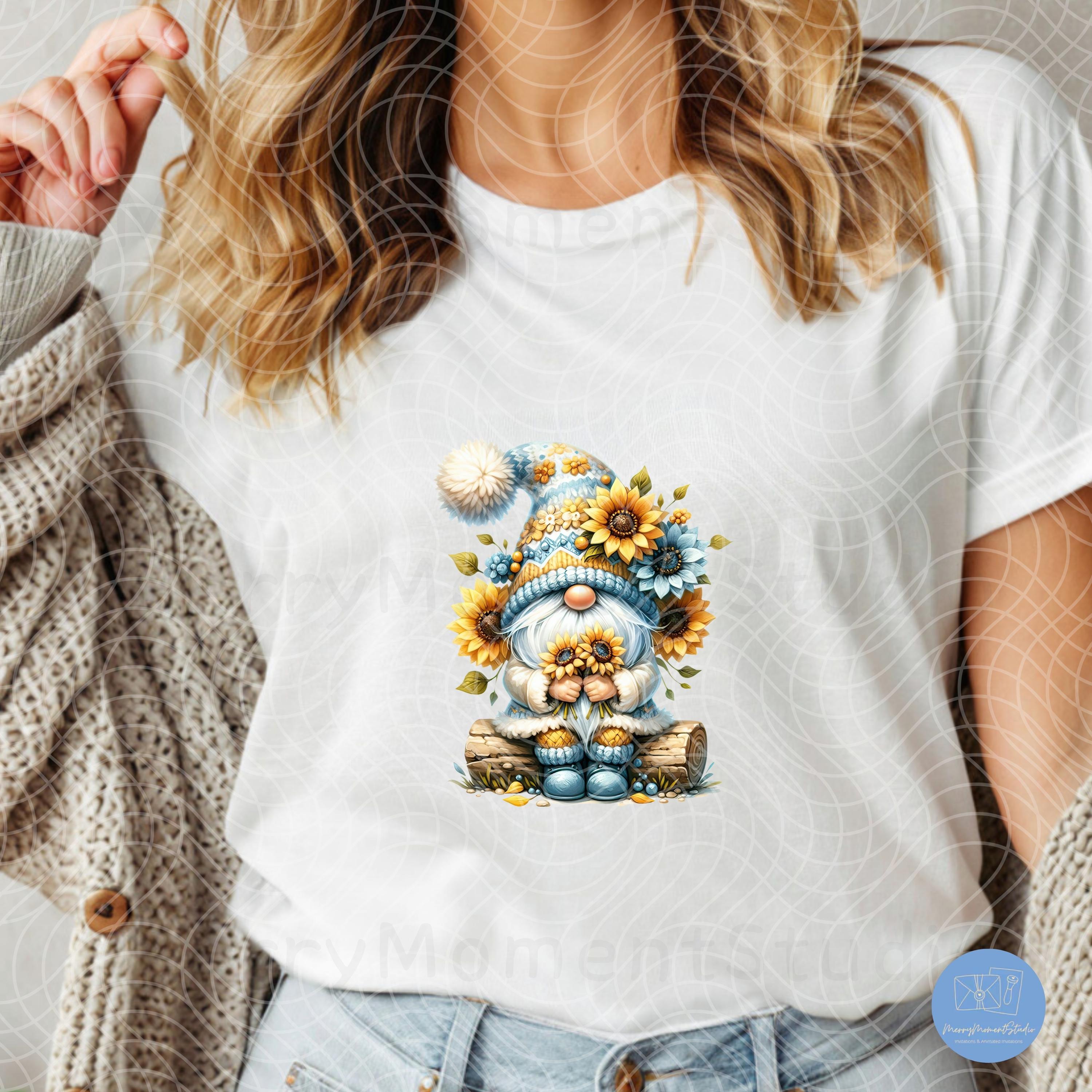 Watercolor Sunflower Gnome Clipart Bundle (PNG) - Etsy