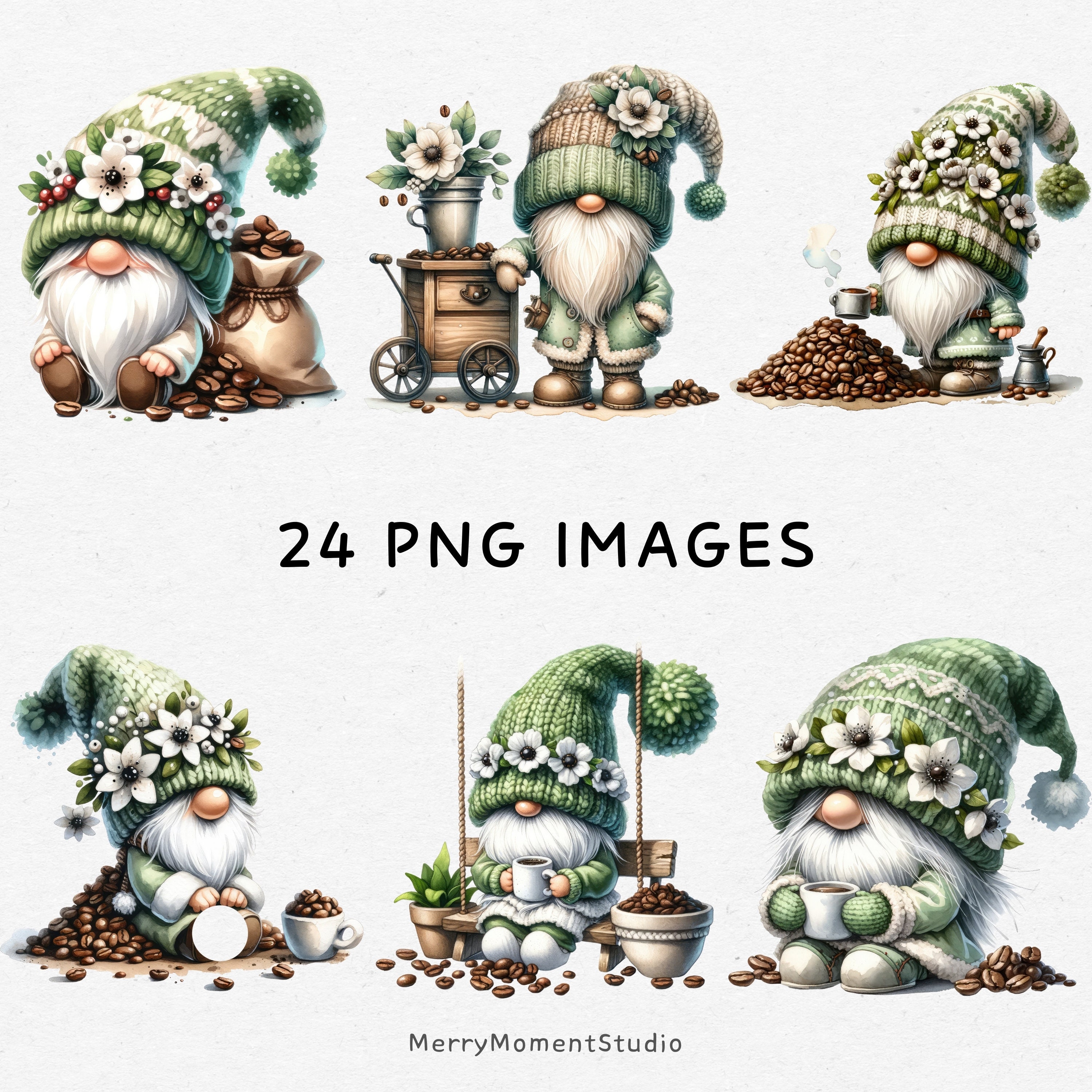 Watercolor Coffee Lover Gnomes, Coffee Beans Gnome, Cute Gnomes Clipart ...