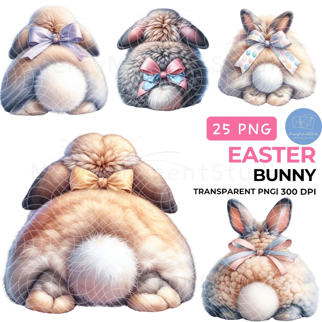 Watercolor Bunny Butt Clipart: Easter Designs (PNG Digital Download) - Etsy