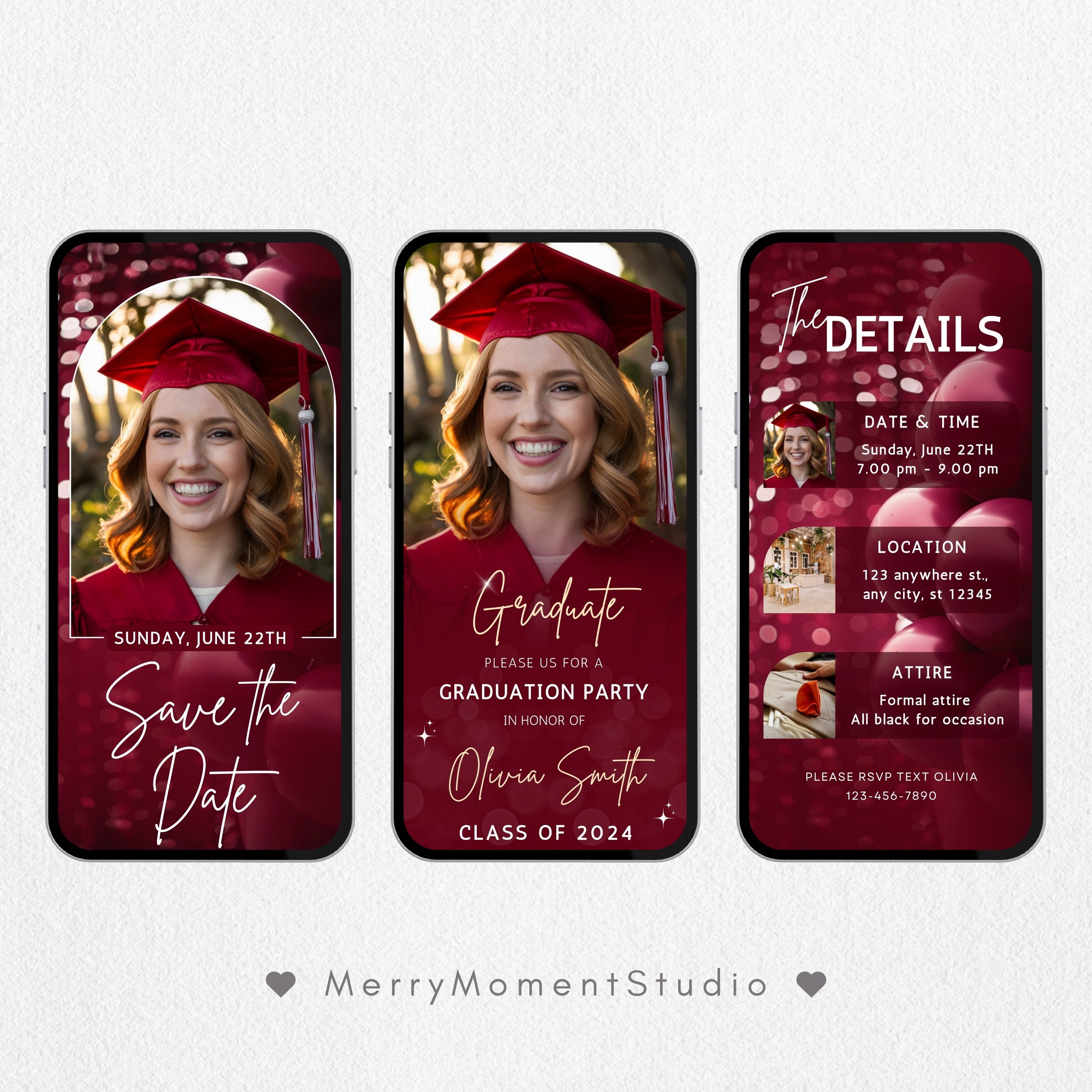 Maroon Graduation Invitation, Graduation Invitation, 2024 Graduation ...