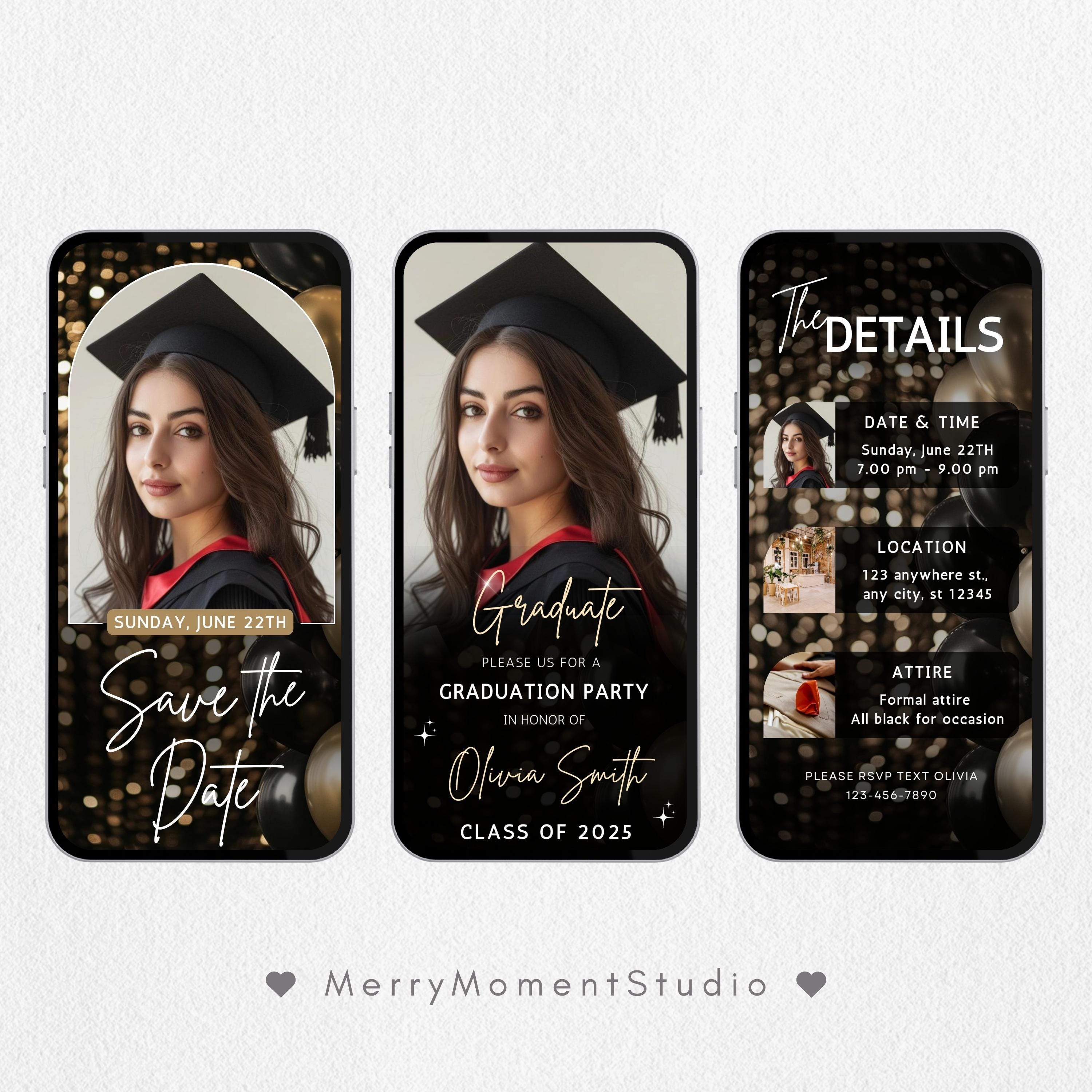 Black Graduation Invitation, Graduation Invitation, 2025 Graduation ...