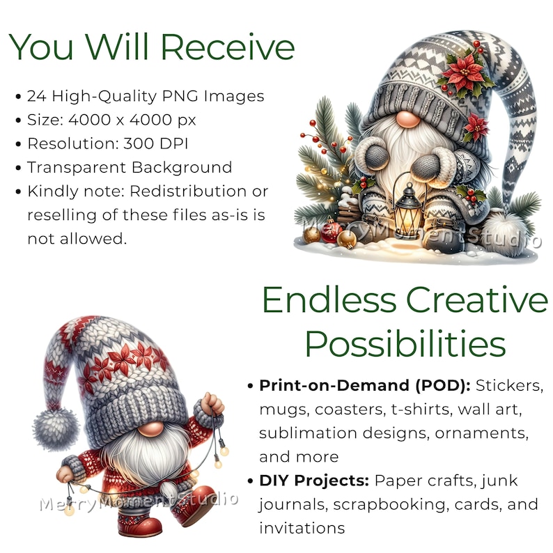 Watercolor Christmas Gnomes Clipart: Festive Holiday PNG Graphics ...