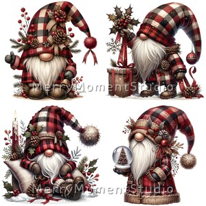 Watercolor Christmas Gnome Clipart: Holiday PNG Graphics (digital ...