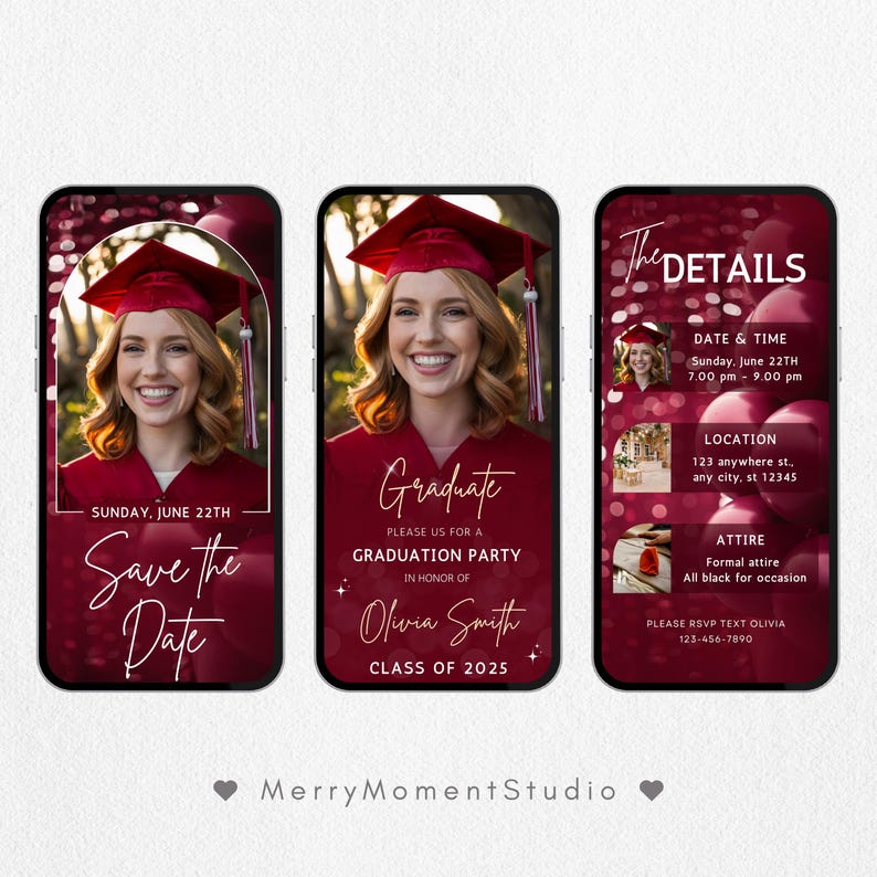 Maroon Graduation Invitation, Graduation Invitation, 2025 Graduation ...